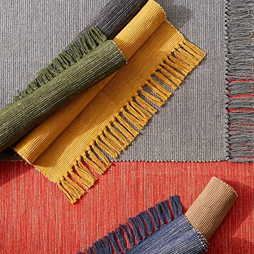 DII Woven Rugs Collection Ribbed Reversible Cotton, 2x3', French Blue & Off-White