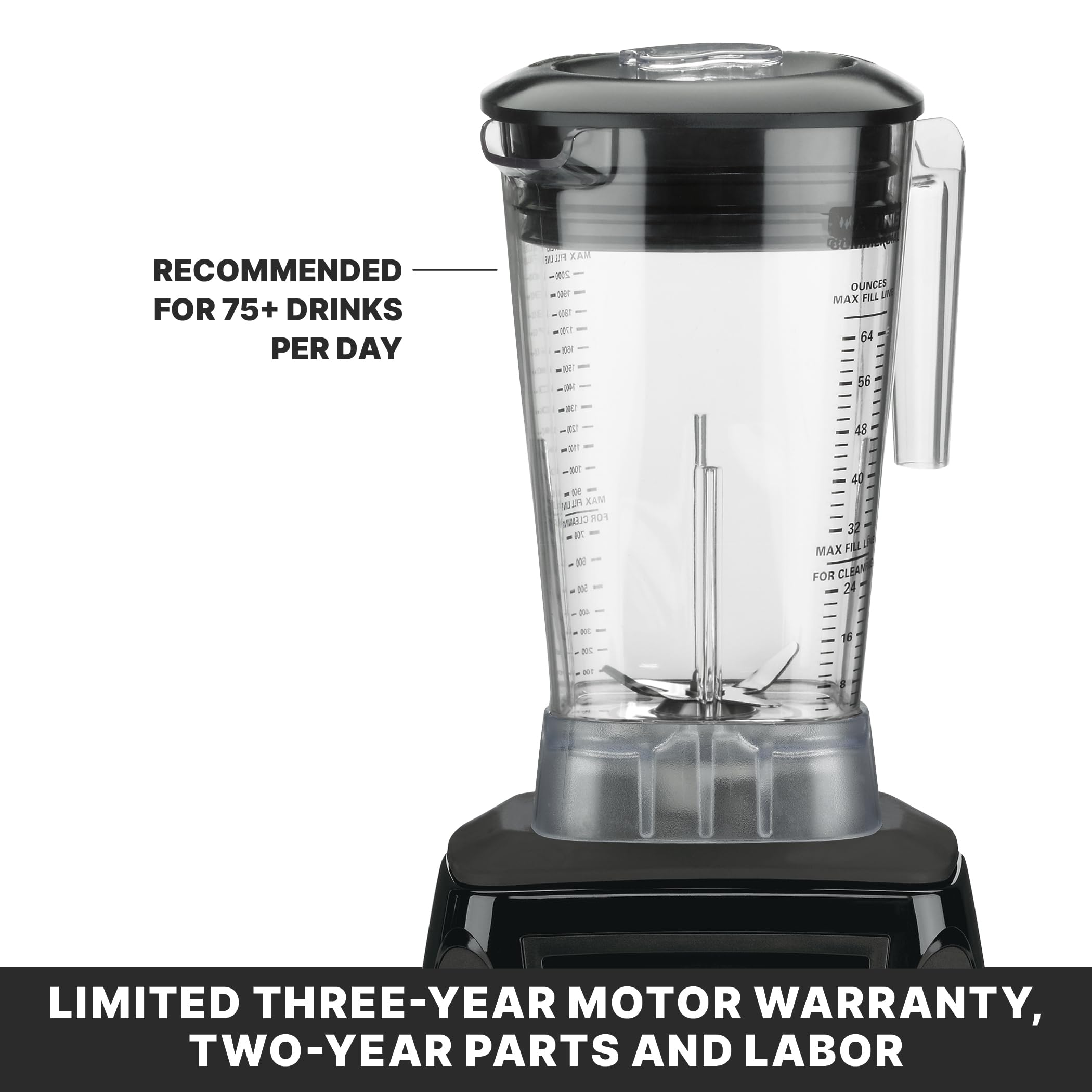 Waring Commercial MX1000XTX 3.5 HP Blender with Paddle Switches, Pulse Feature and a 64 oz. BPA Free Copolyester Container, 120V, 5-15 Phase Plug