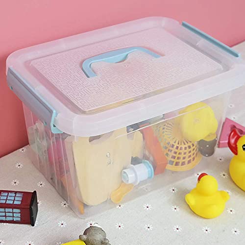 Sosody 6 L Plastic Clear Storage Bins, Small Clear Latch Storage Boxes, 6-Pack