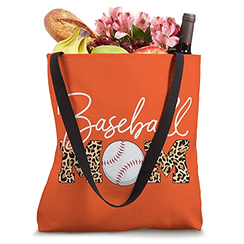 Baseball Mom - Leopard Print - Orange Tote Bag