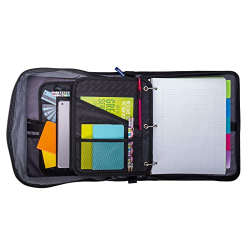 Case-it The Dual 2-in-1 Zipper Binder - Two 1.5 Inch D-Rings - Includes Pencil Pouch - Multiple Pockets - 600 Sheet Capacity - Comes with Shoulder Strap -Dual-132, Blue