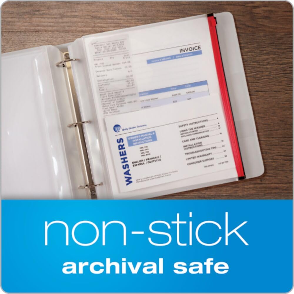 Cardinal Plastic Zippered Binder Pockets, 3-Hole Punched, Fits Full Letter Size 8-1/2" x 11" Sheets, Clear with Multicolor Zippers, 5-Pack (14650)