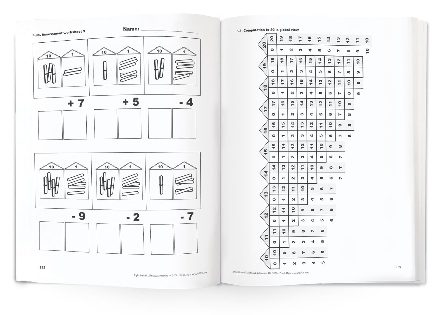 Right-Brained Addition & Subtraction Vol. 2, Book & Games