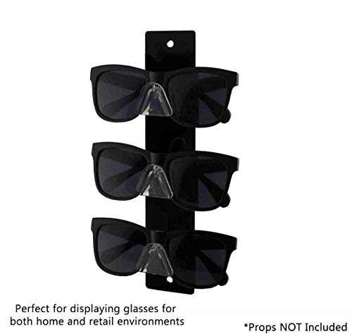 Marketing Holders Glasses Holder Holds 3 Pair Wall Mount with Hanging Hardware Black Acrylic Retail Locations Space Saver Organizer Storage Warehouses Eyeglasses Sunglasses Spectacles Bifocals