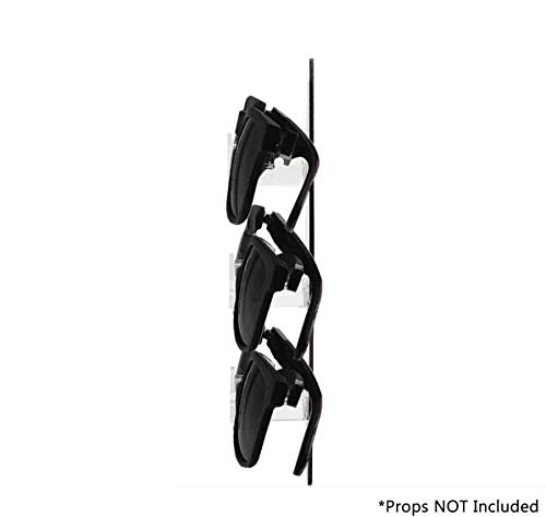 Marketing Holders Glasses Holder Holds 3 Pair Wall Mount with Hanging Hardware Black Acrylic Retail Locations Space Saver Organizer Storage Warehouses Eyeglasses Sunglasses Spectacles Bifocals