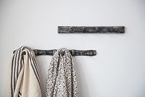 Creative Co-Op Coastal Black and White Stripe Woven Cotton Double Cloth Stitched Blanket and Frayed Edges Throw, Cream & Black