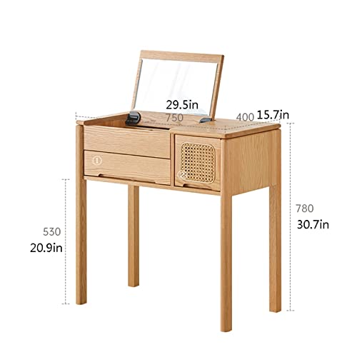 ULTRAWAVE Makeup Table Vanity Desk Flip Dressing Table with 2 Drawers and Mirror Bedroom Closet Supplement Furniture Vanity Dressing