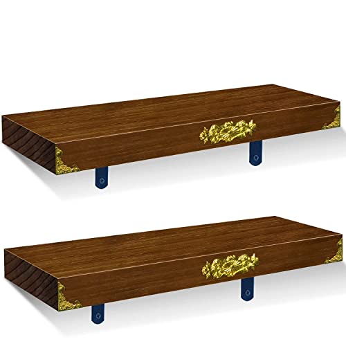 FesGif 36 Inch Floating Shelves for Wall Set of 2 Rustic Wood Wall Decor Storage Shelves Farmhouse Floating Wood Shelf Organizer Hanging Shelving for Kitchen Bedroom Bathroom Light Brown, 36ββ X 5.5ββ