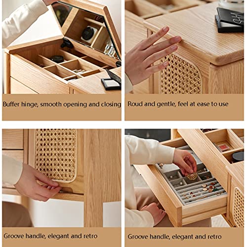 ULTRAWAVE Makeup Table Vanity Desk Flip Dressing Table with 2 Drawers and Mirror Bedroom Closet Supplement Furniture Vanity Dressing