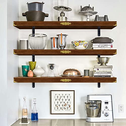 FesGif 36 Inch Floating Shelves for Wall Set of 2 Rustic Wood Wall Decor Storage Shelves Farmhouse Floating Wood Shelf Organizer Hanging Shelving for Kitchen Bedroom Bathroom Light Brown, 36ββ X 5.5ββ