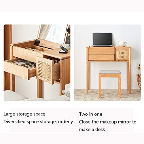 ULTRAWAVE Makeup Table Vanity Desk Flip Dressing Table with 2 Drawers and Mirror Bedroom Closet Supplement Furniture Vanity Dressing