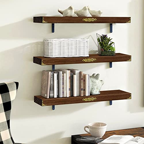 FesGif 36 Inch Floating Shelves for Wall Set of 2 Rustic Wood Wall Decor Storage Shelves Farmhouse Floating Wood Shelf Organizer Hanging Shelving for Kitchen Bedroom Bathroom Light Brown, 36ββ X 5.5ββ