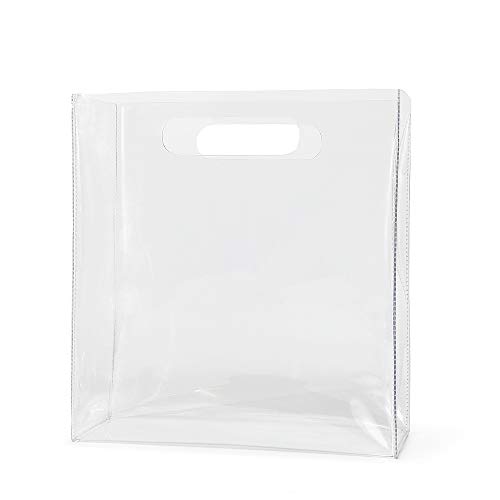 Tiwougel 11.02" Women Tote Bag,Transparent &Waterproof Plastic PVC Purse Handbag Clear-Medium Vertical