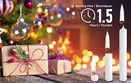 Eika Premium Christmas Tree Candles - Set of 20 Traditional Christmas Wax Candles for Pyramids, Carousels & Chimes - Made in Europe - Solid Colored - White