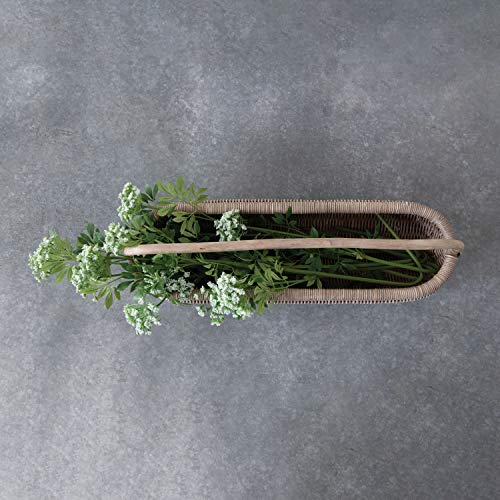 Creative Co-Op Hand-Woven Rattan Basket with Handle, Natural Tray