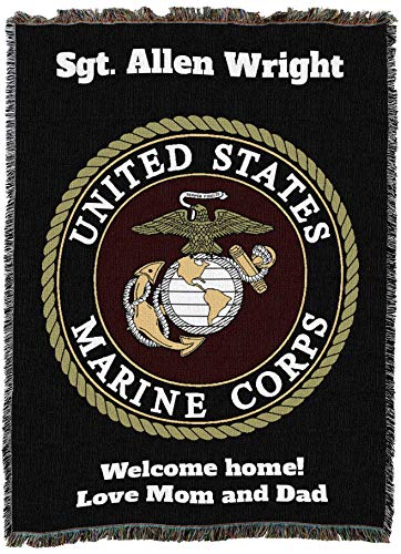 Pure Country Weavers US Marine Corps - Emblem Blanket - Personalized - Custom Gift Military Tapestry Throw Woven from Cotton - Made in The USA (72x54)