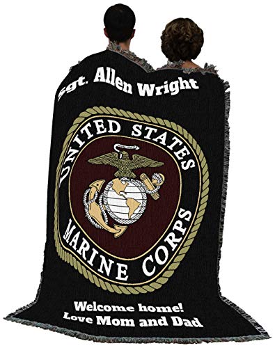 Pure Country Weavers US Marine Corps - Emblem Blanket - Personalized - Custom Gift Military Tapestry Throw Woven from Cotton - Made in The USA (72x54)