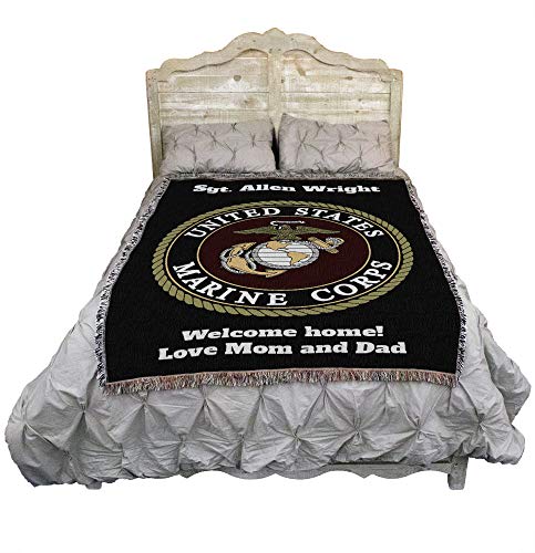 Pure Country Weavers US Marine Corps - Emblem Blanket - Personalized - Custom Gift Military Tapestry Throw Woven from Cotton - Made in The USA (72x54)