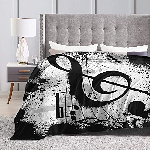 Throw Blanket Music Note Soft Microfiber Lightweight Cozy Warm Blankets for Couch Bedroom Living