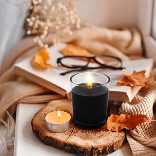 Black Halloween Votive Candles in Glass 12 Packs Small Unscented Soy Wax Candles