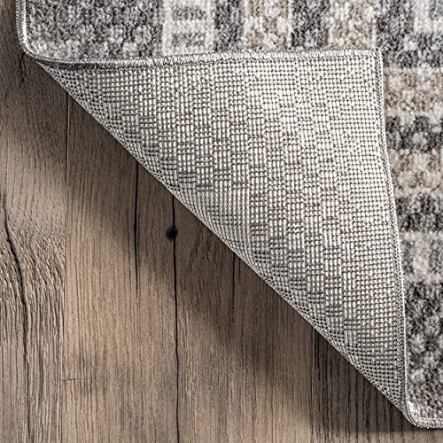 nuLOOM Anya Machine Washable Casual Border Area Rug, 6' 7" x 9', Grey