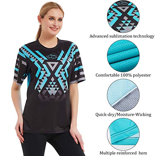 Wisdom Leaves Women Mountain Bike Shirt Short Sleeve MTB Jerseys Breathable/Moisture-Wicking Black