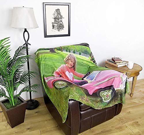 Pure Country Weavers Personalized Lux Fleece Printed Photo Blanket with Sherpa Backing - Customizable Gift Picture Throw - Made in The USA (50x60)