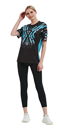 Wisdom Leaves Women Mountain Bike Shirt Short Sleeve MTB Jerseys Breathable/Moisture-Wicking Black