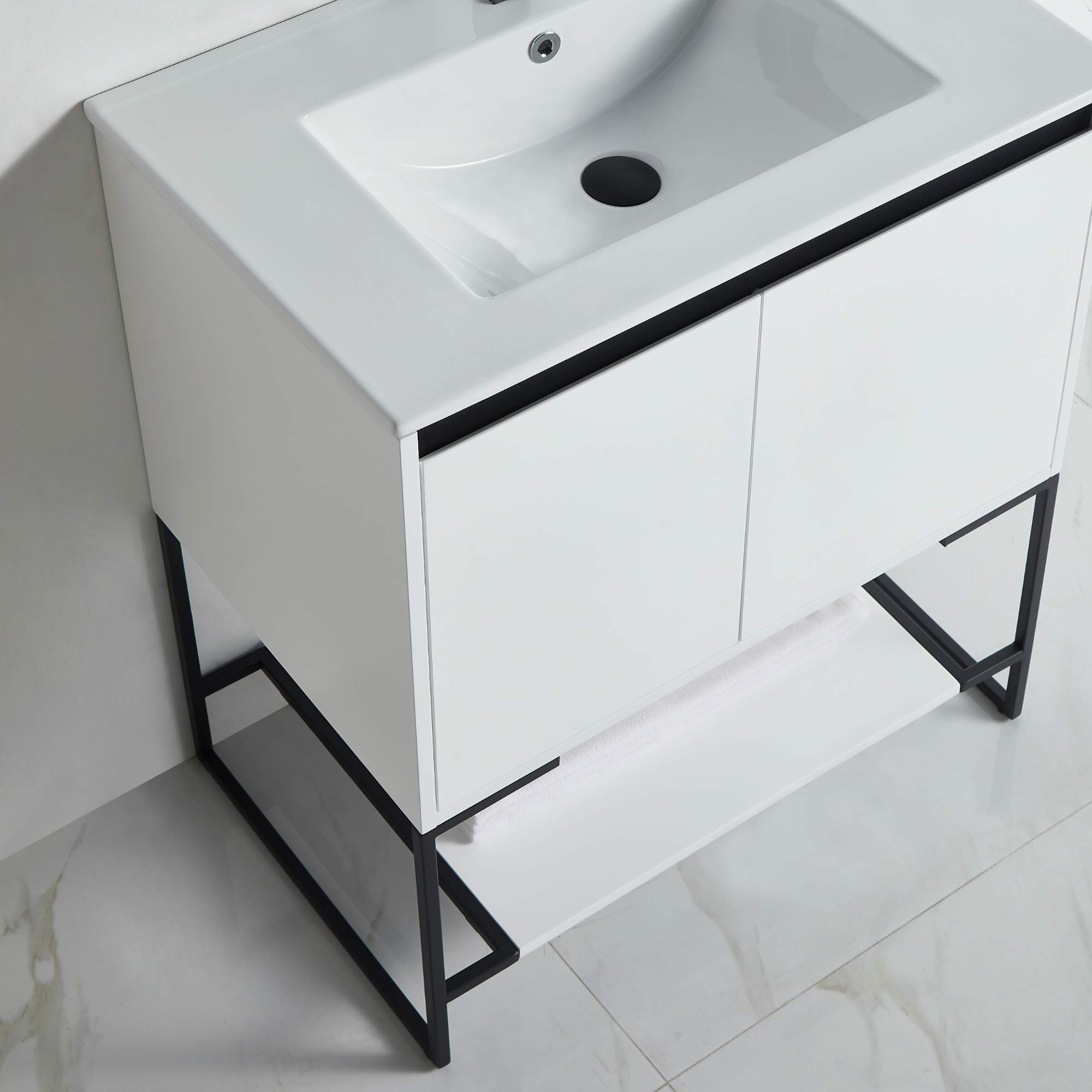 Fine Fixtures 30 Inch Bathroom Vanity with Sink - Modern Knob Free Design, Elegant Space-Saving Solution for Your Bathroom - Durable, Bathroom Vanities for a Contemporary Look - Urbania Collection