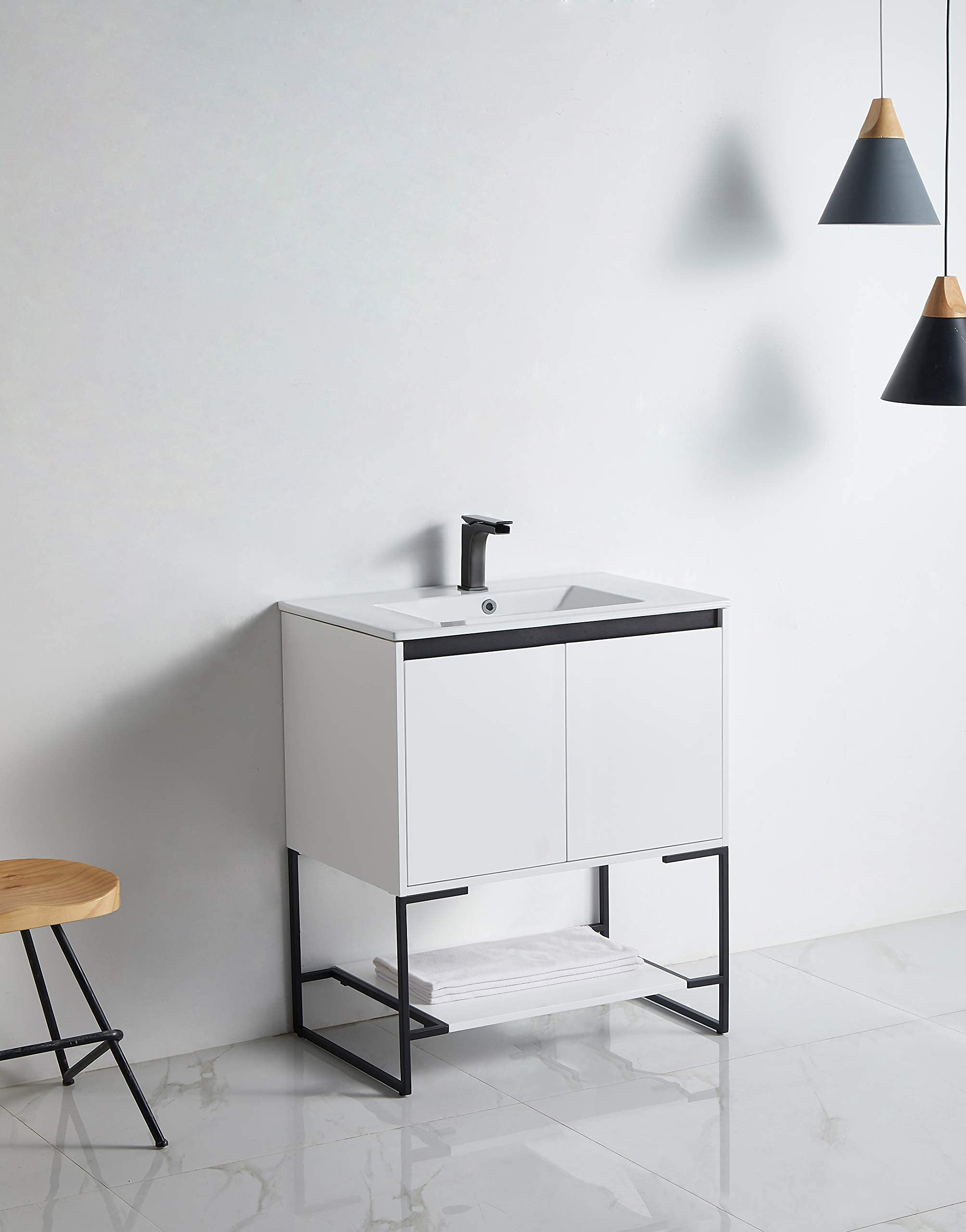 Fine Fixtures 30 Inch Bathroom Vanity with Sink - Modern Knob Free Design, Elegant Space-Saving Solution for Your Bathroom - Durable, Bathroom Vanities for a Contemporary Look - Urbania Collection