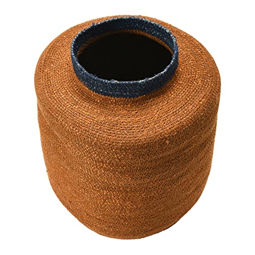 Bloomingville Hand-Woven Seagrass, Orange & Navy Basket