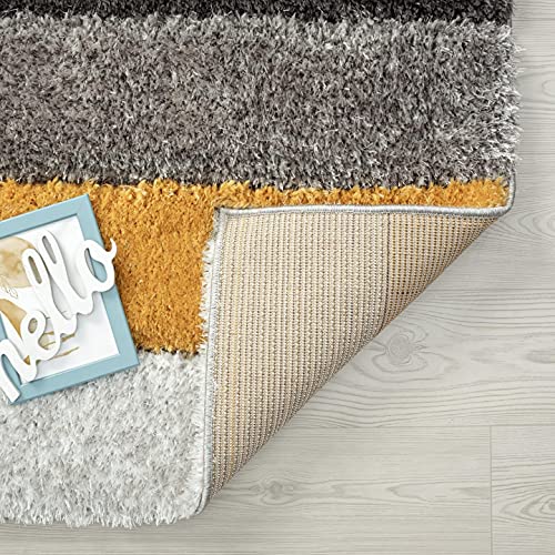 LUXE WEAVERS Lantanas Yellow 8x10 Shag Geometric Area Rug, Modern, Stain Resistant, Plush Indoor Rugs