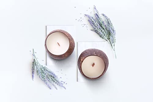Cocowhoa Coconut Shell Candle, Scented Soy Essential Oil Infused Candle, Natural Wood Wick, Made with Reclaimed Coconut Shells, Eco-Friendly, Toasted Coconut Scent