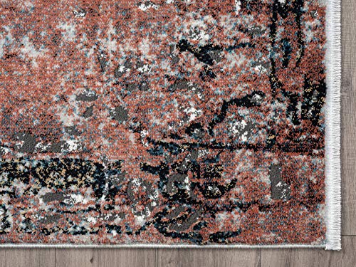 Abani 4' x 6' Contemporary Warm Rust Abstract Farmhouse Rug Rugs Modern Non-Shed Multicolor Distressed Living Room Rug