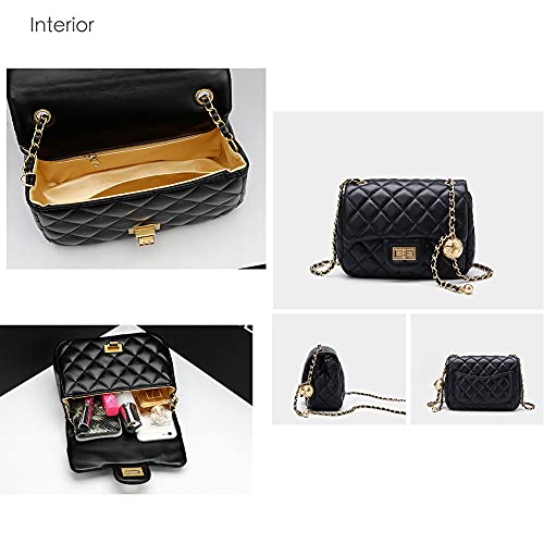 Jopchunm Designer Handbags Leather Clutch Small Quilted Purse Black Crossbody Bags for Women