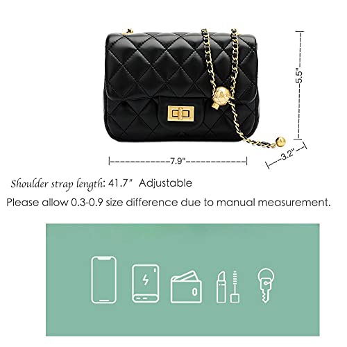 Jopchunm Designer Handbags Leather Clutch Small Quilted Purse Black Crossbody Bags for Women