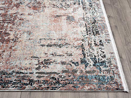 Abani 4' x 6' Contemporary Warm Rust Abstract Farmhouse Rug Rugs Modern Non-Shed Multicolor Distressed Living Room Rug