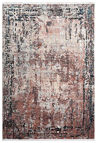 Abani 4' x 6' Contemporary Warm Rust Abstract Farmhouse Rug Rugs Modern Non-Shed Multicolor Distressed Living Room Rug