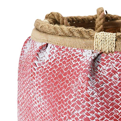 Creative Co-Op Hand-Woven Seagrass Handles, Coral Color, Set of 2 Basket, 2