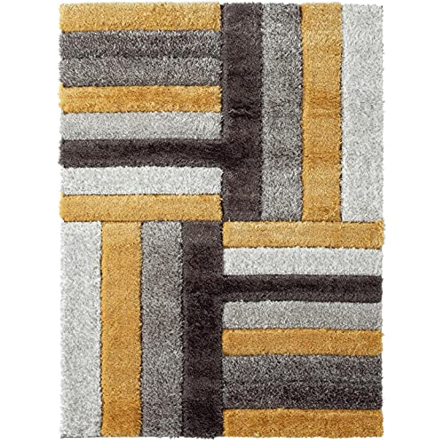 LUXE WEAVERS Lantanas Yellow 8x10 Shag Geometric Area Rug, Modern, Stain Resistant, Plush Indoor Rugs