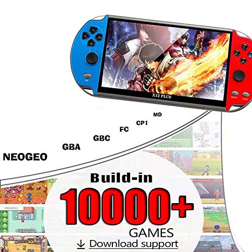 songlan-X12 Plus 7-inch HD Screen Handheld Portable MP5, 10000+ Free Games，Dual Joystick Nostalgic Arcade Video Game Machine 16GB ROM, Support GBC/GBA/NES/MD/SMC/SFC Games Children's Gifts