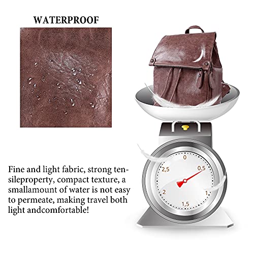 ROOSALANCE Women Backpack Waterproof Anti-theft PU Leather Nylon Shoulder Bag Travel Backpack Ladies (Dark Pink)