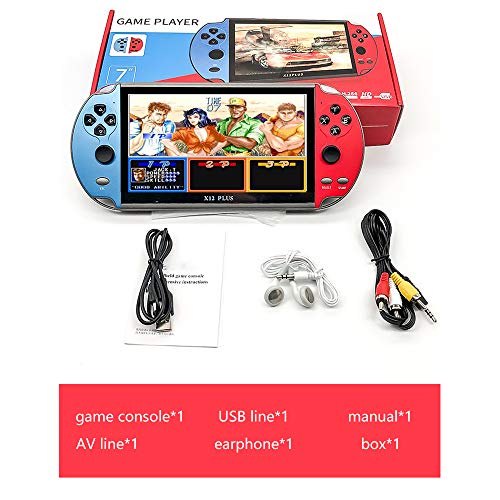 songlan-X12 Plus 7-inch HD Screen Handheld Portable MP5, 10000+ Free Games，Dual Joystick Nostalgic Arcade Video Game Machine 16GB ROM, Support GBC/GBA/NES/MD/SMC/SFC Games Children's Gifts