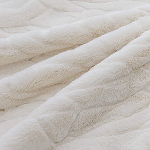 GLORY SEASON Comfy Warm Blanket Faux Fur Throw Blanket Fuzzy Ultra Soft Cozy Fluffy Blanket for Bed Couch and Living Room Sofa,Chair,50x60 inches Off White