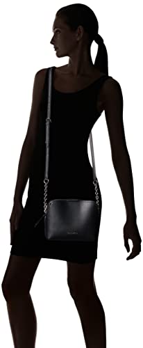 Calvin Klein Hailey Micro Pebble Triple Compartment Chain Crossbody, Black/Silver