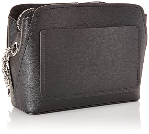 Calvin Klein Hailey Micro Pebble Triple Compartment Chain Crossbody, Black/Silver