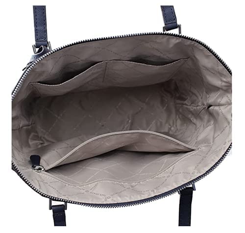Michael Kors Charlotte Large Top Zip Tote (Navy/Silver Hardware)