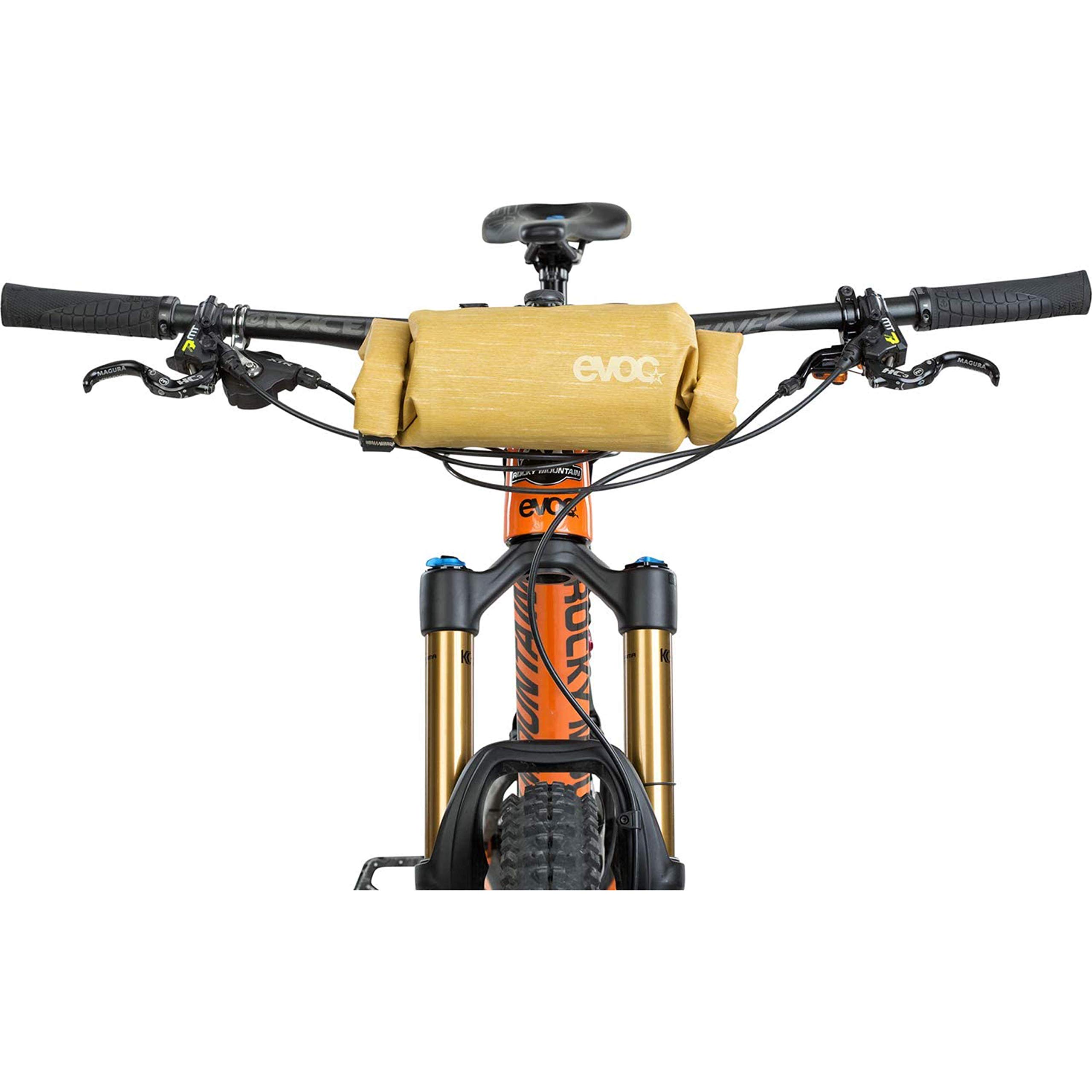 EVOC HANDLEBAR PACK BOA Handlebar Bag Bicycle Bag for Additional Storage Space (Size: L, 5L Storage Space, BOA Fit System, Quick Access on Both Sides, Waterproof and Dirt-Repellent), Clay Yellow