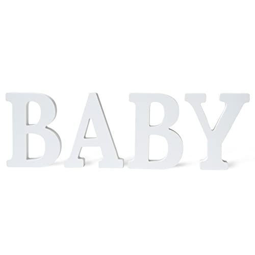 ANSOMO Baby Letters Small Table Sign Baby Shower Centerpiece Party Decorations White