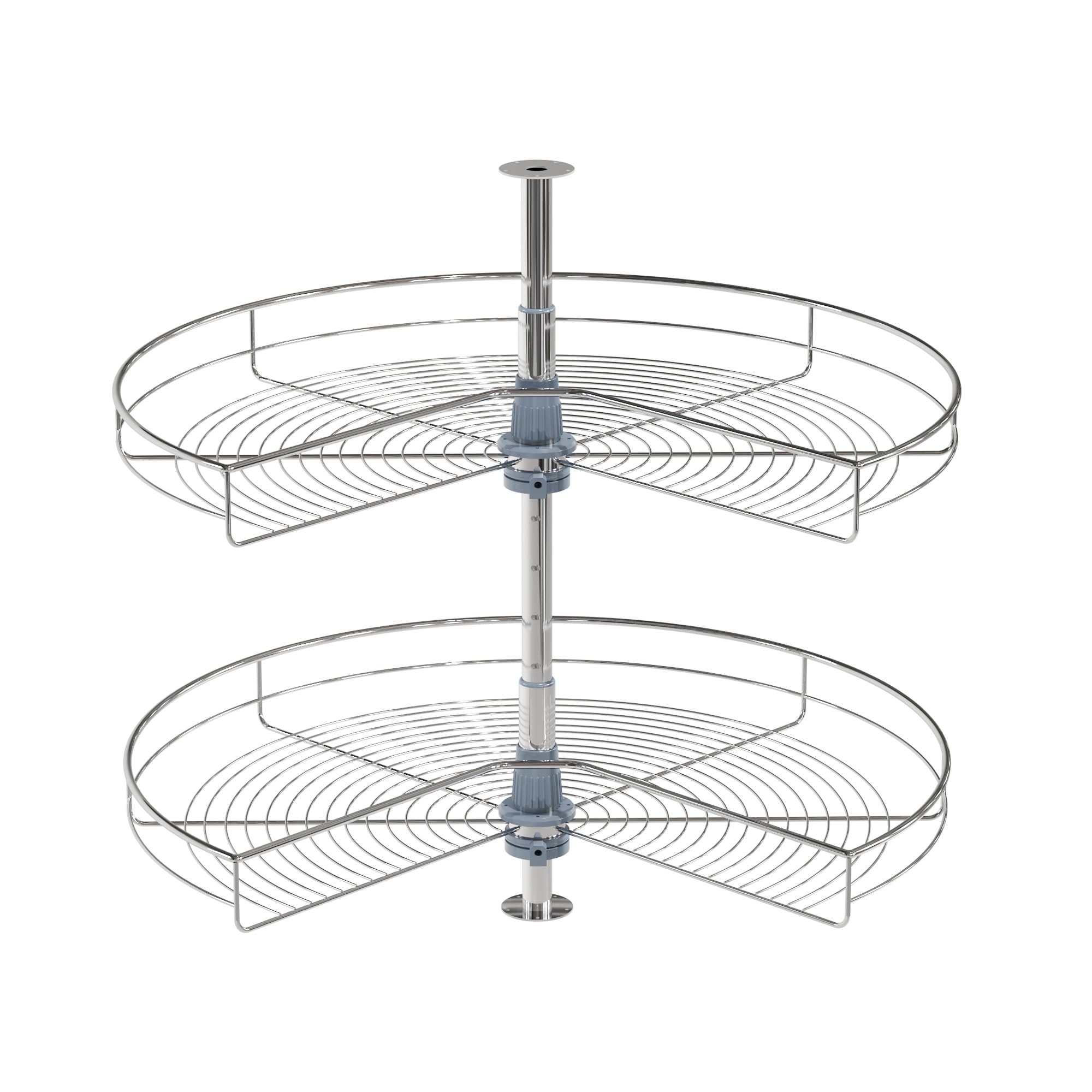 DOWELL 32inch Kidney Shape Chrome Lazy Susan Double Rack Kitchen Cabinet 2 Shelf Set 4001-270-32
